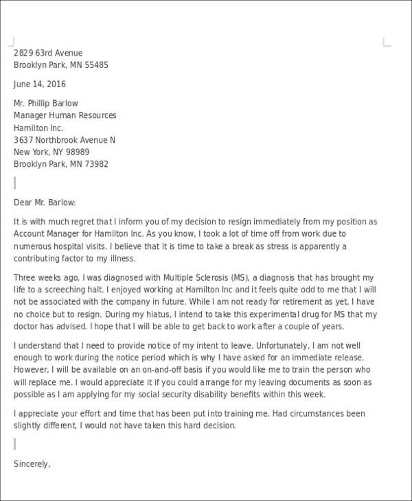 Resignation Letter Template Health Reasons The Modern Rules Of 