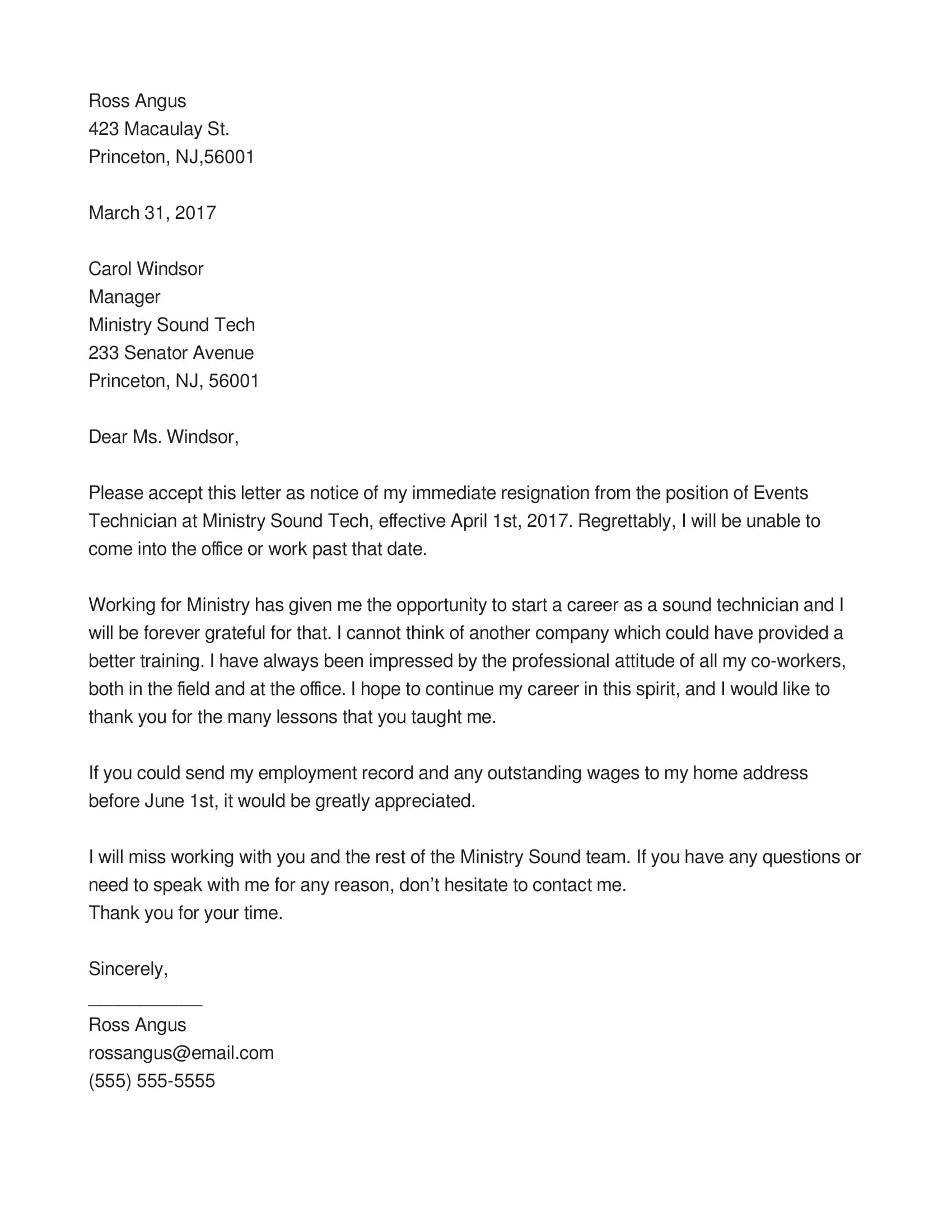 Resignation Effective Immediately Resignation Letter Images And 