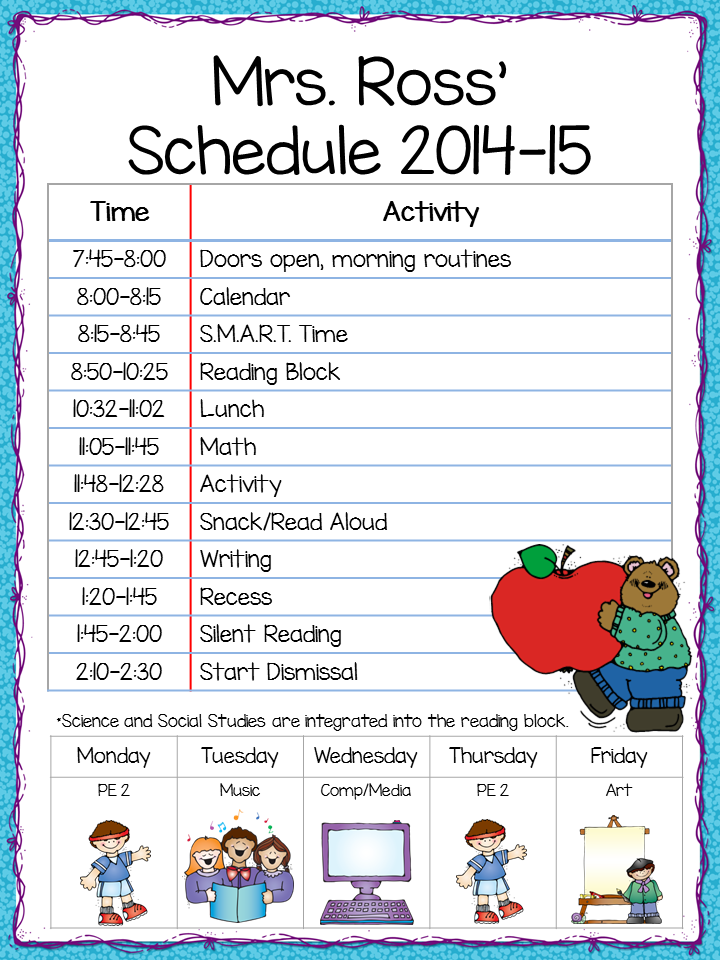 Class Schedule Template Kindergarten Five Unconventional Knowledge 