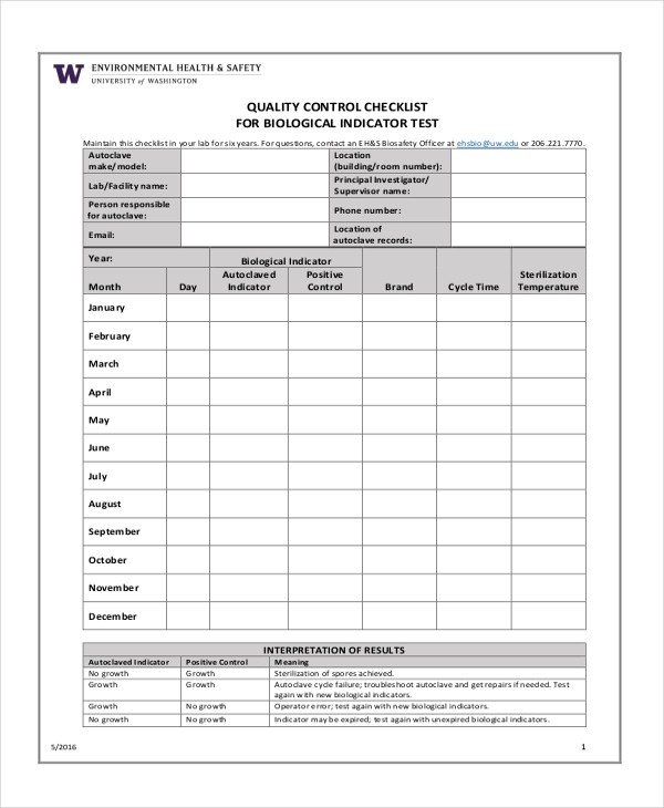 Quality Control Checklist Template 5 Mind Numbing Facts About Quality Control Checklist Template 