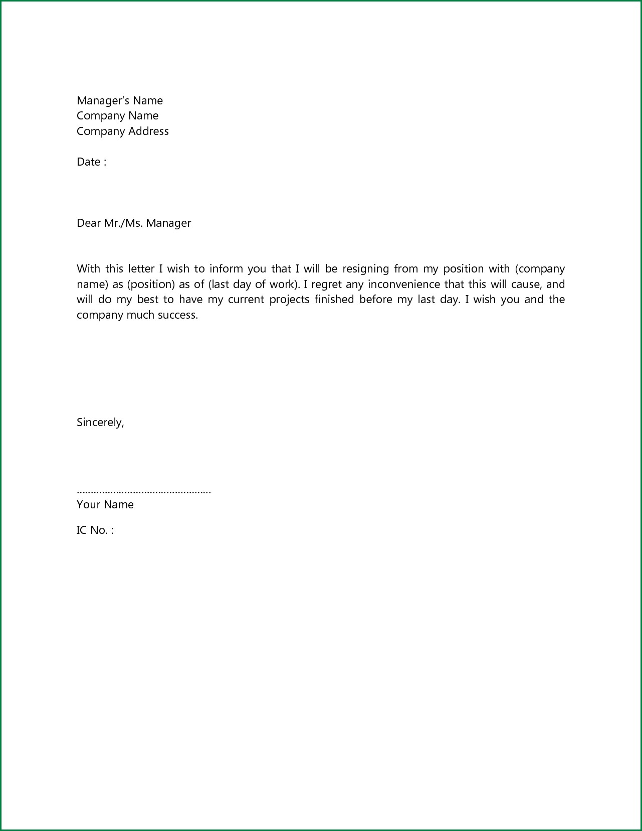 Basic Resignation Letter Template Nz 5 Reasons You Should Fall In Love 